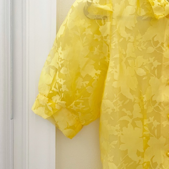 Tops | Spring Yellow Sheer Floral Top | Poshmark
